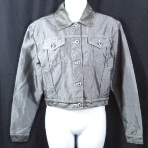 Carolina Blues | Jackets & Coats | Womens Gray Metallic Crop Jacket ...
